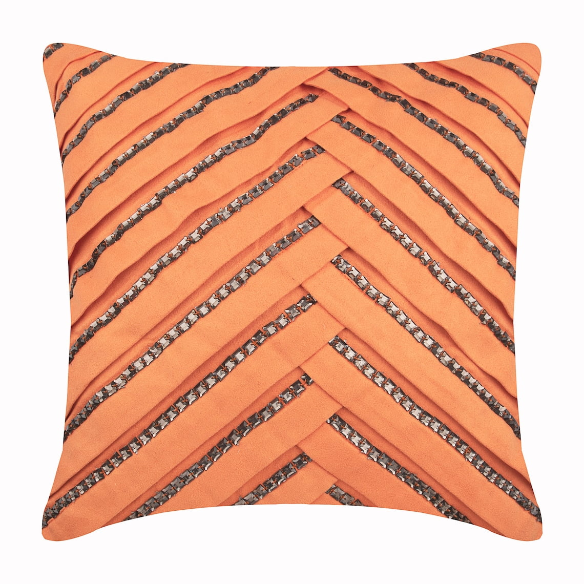 Pillow Covers, Orange Shams, Rhinestone Crystals Textured Pintucks ...