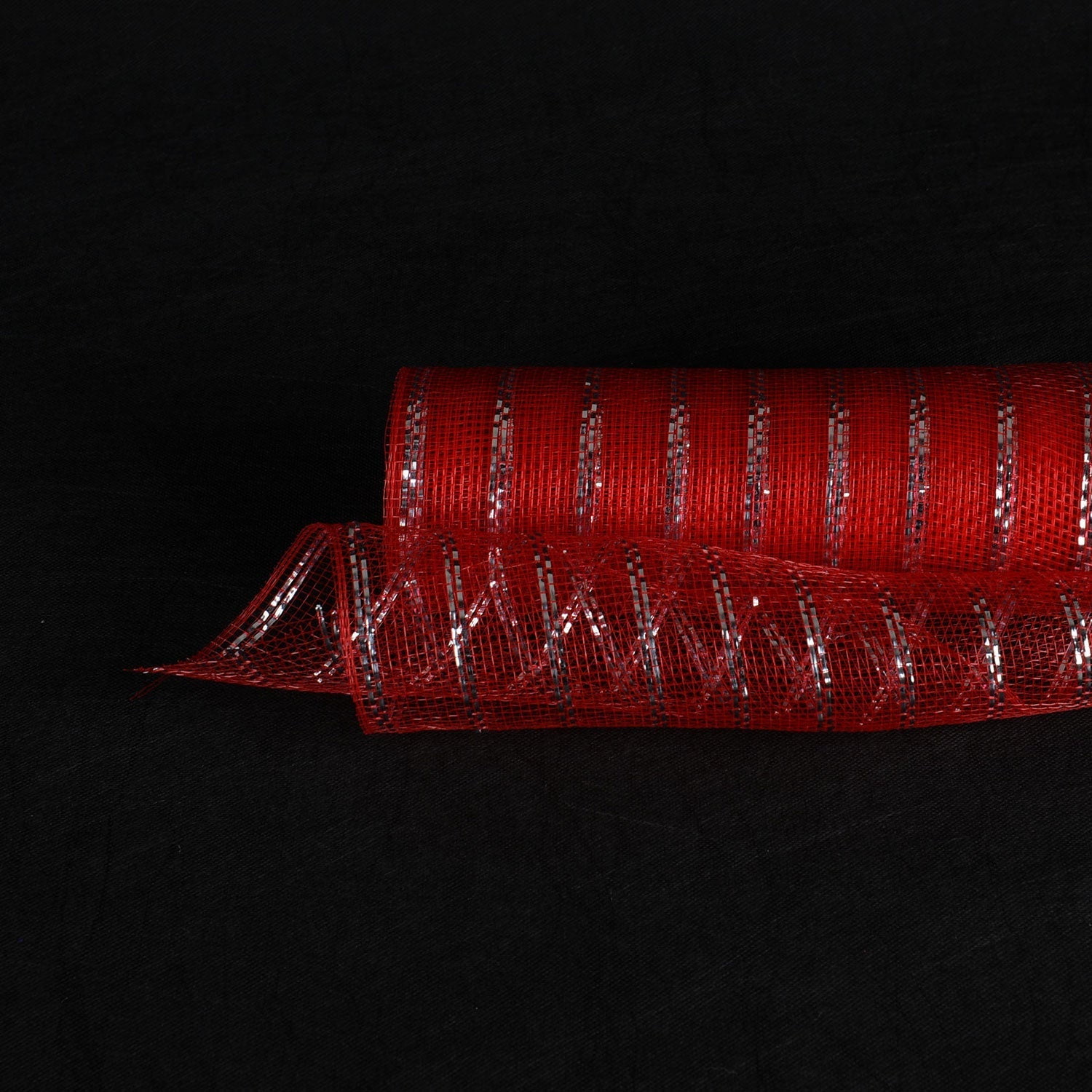 Red with Silver Lines - Holiday Floral Mesh Wraps - ( 21 Inch x 10 ...