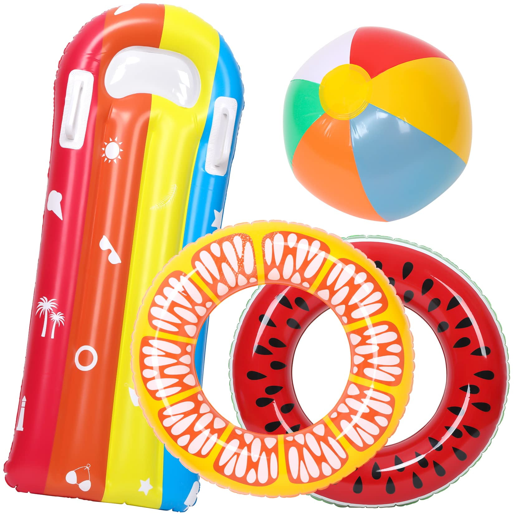 4 Pcs Pool Floats for Kids Inflatable Swimming Rings Fruit Pool Float ...
