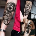 1 Sheet 3D Realistic Priate Ship Anchor Compass Temporary For Men Women ...