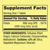 Spring Valley Folate Dietary Supplement Tablets, 400 Mcg, 250 Count HSA ...