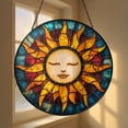 Abstract Sun Face Stained Glass Style Suncatcher, Decorative Window ...