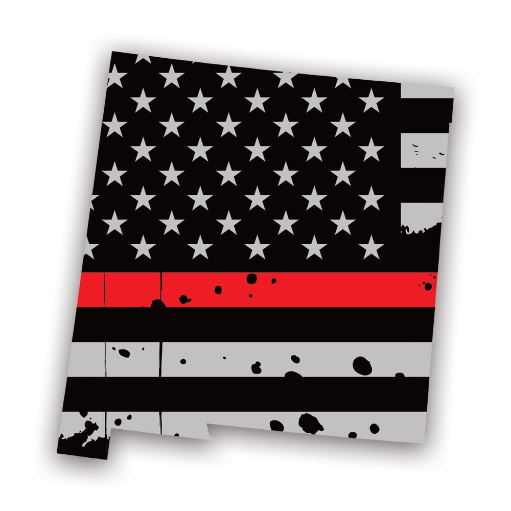 Distressed New Mexico State Shaped Subdued US Flag Thin Red Line ...