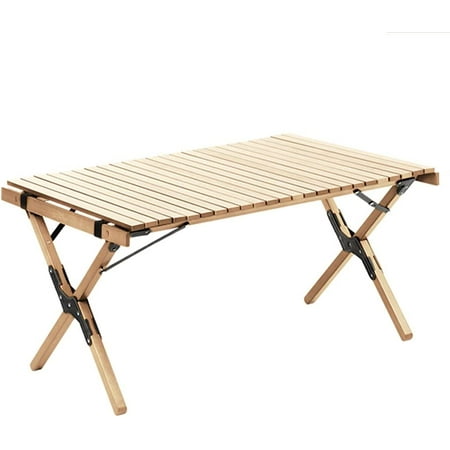 Portable Folding Table, Outdoor Indoor Light Wooden Egg Roll Table ...