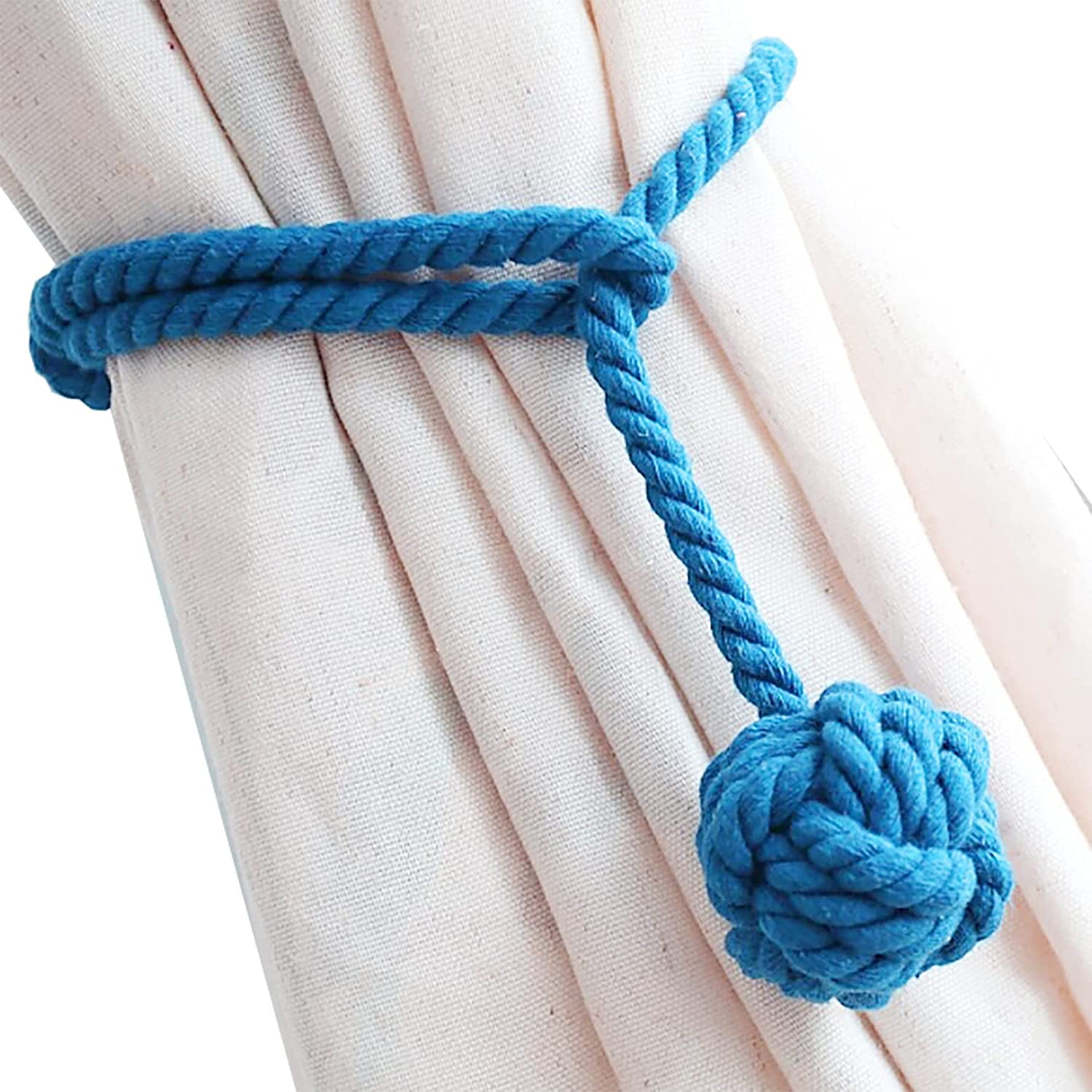 Curtain Tiebacks Blue: 2 Pack Decorative Handmade Natural Cotton Rope ...