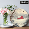 2D Flat, 1pc Winter Wonderland Snowy Red Barn Round Aluminum Sign ...