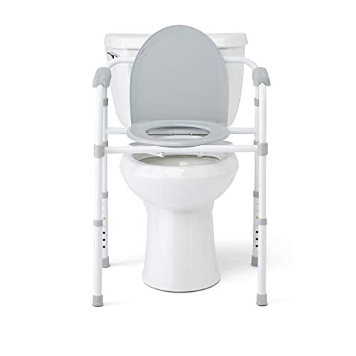 Medline 3-in-1 Steel Folding Bedside Commode, Removable Bucket & Seat ...