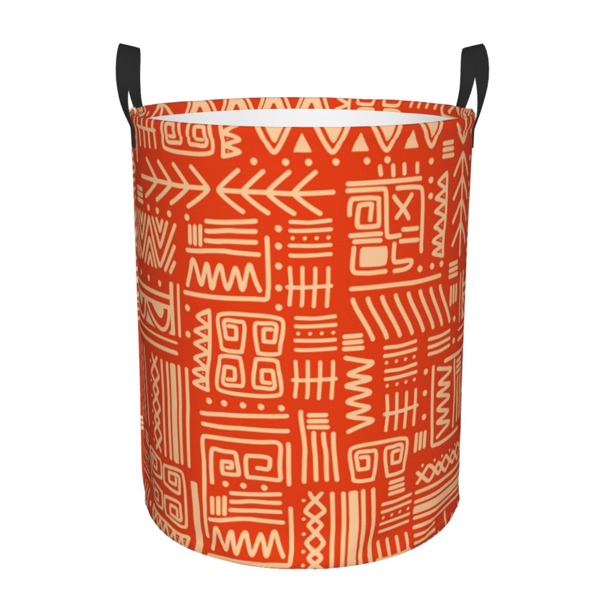 TEQUAN Waterproof Laundry Hampers, Aztec Mexican Style Orange Stripes ...