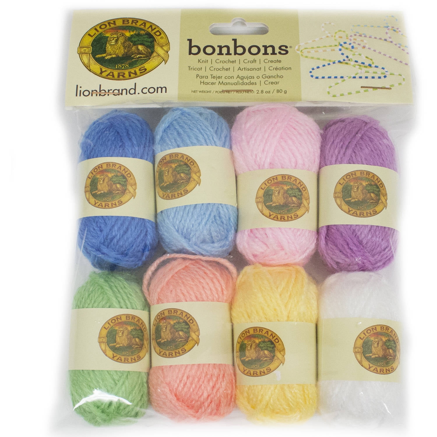 Lion Brand Yarn Bonbons Pastels Mini Yarn Variety Pack Light Acrylic ...
