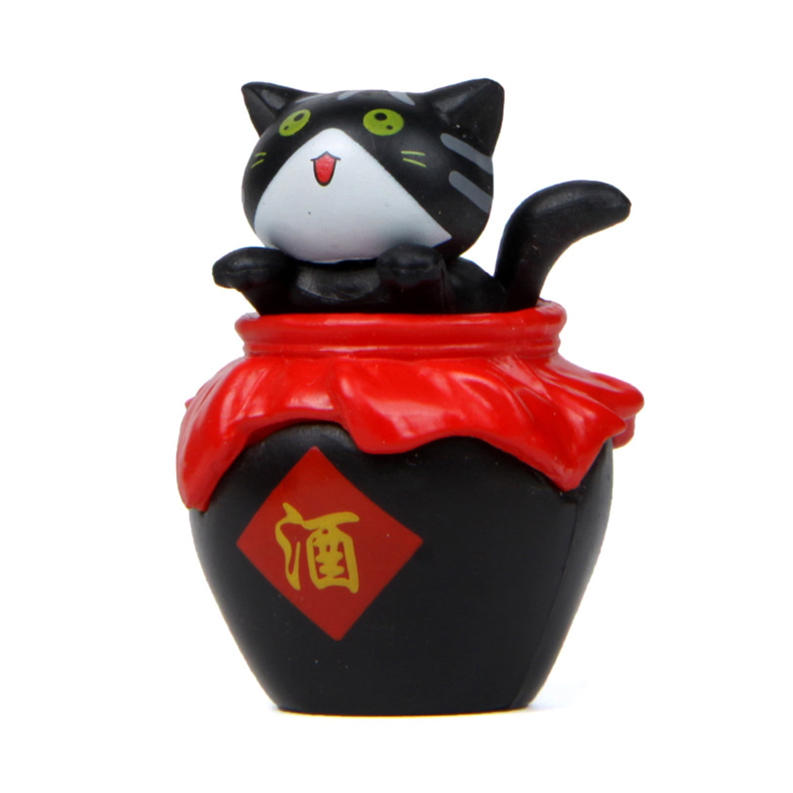 LIWEN Mini Cat Model - Various Cute Styles, Wine Barrel Cat Miniature ...