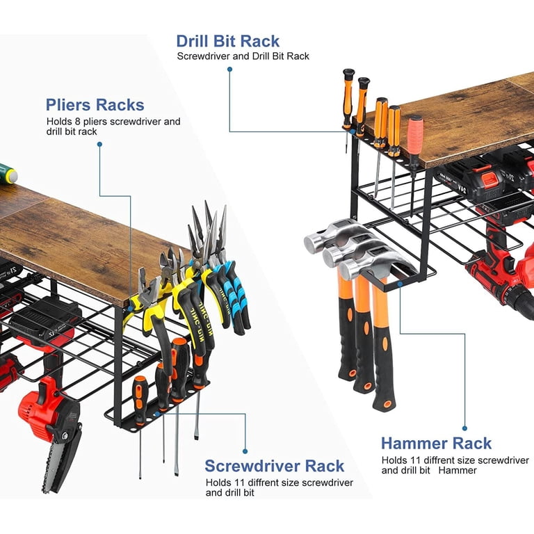 Tool Grid Power Tool Organizer Wall Mount - Heavy Duty Metal Storage ...