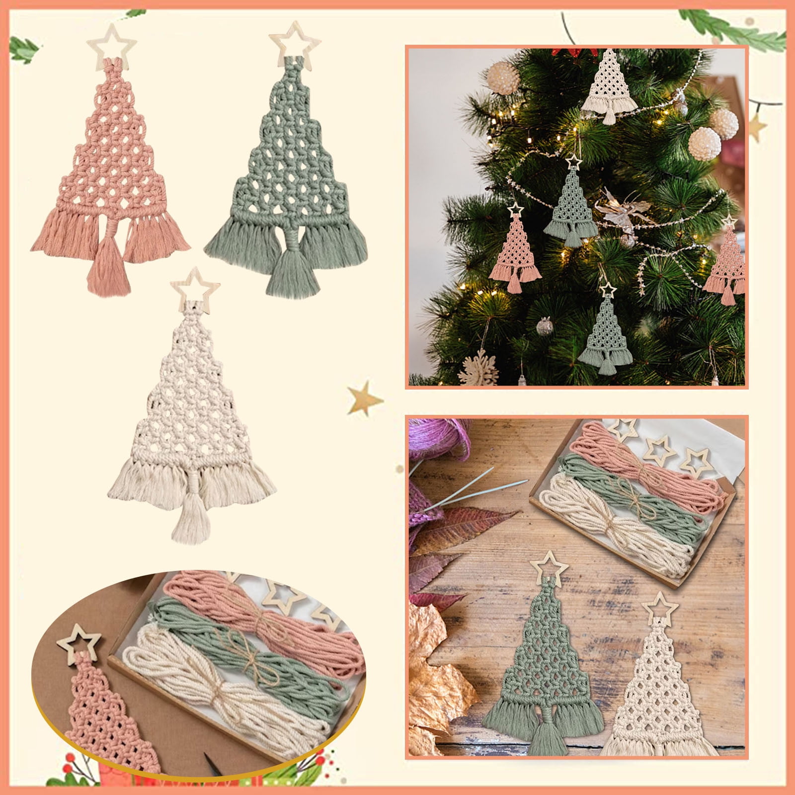 Diy,Handmade Cotton Rope Woven Christmas Tree Material Package Living ...