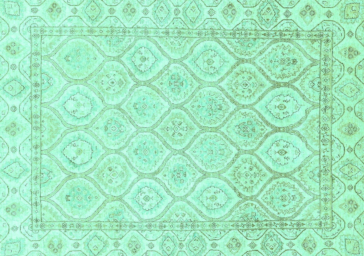 Ahgly Company Machine Washable Indoor Rectangle Oriental Turquoise Blue ...