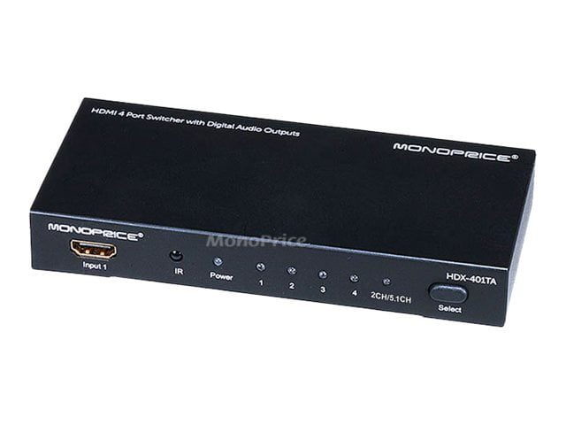 Monoprice 4X1 HDMI Switcher w/ Toslink & Digital Coaxial Port (Rev.2) w ...