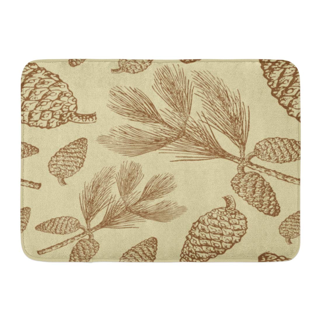 SIDONKU Brown Pattern Vintage Pine Cones Green Cranberry Fir Branch ...