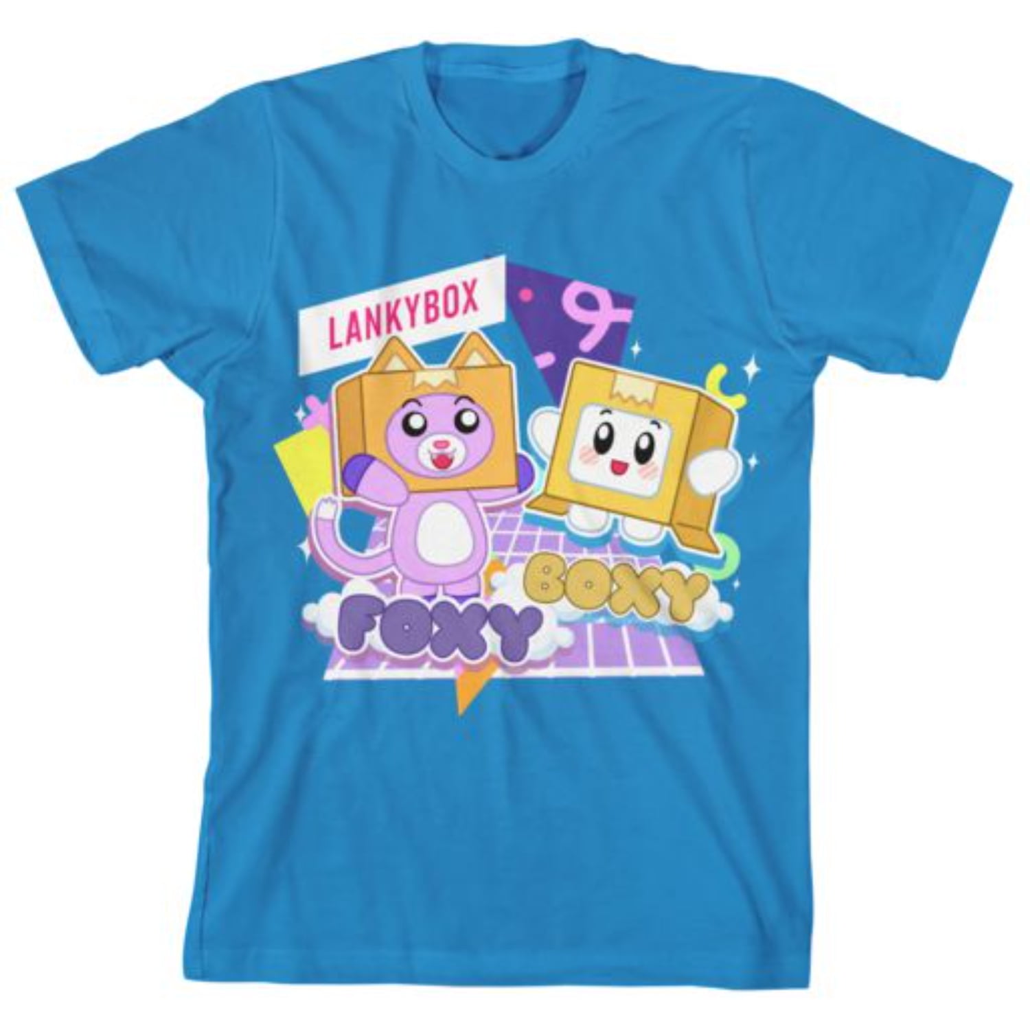 Click here for Bioworld Lankybox Foxy & Boxy Kids Blue T-Shirt prices