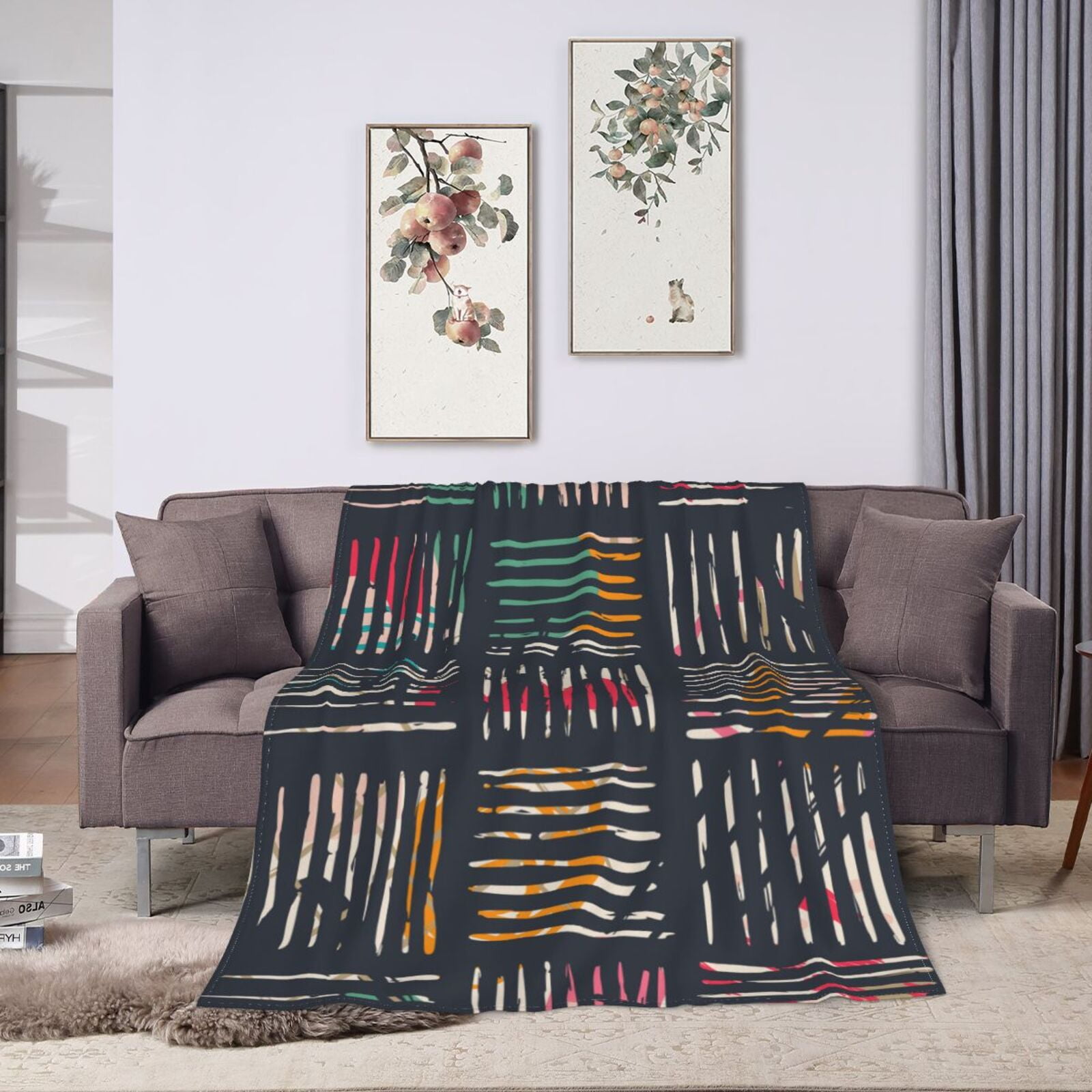 ZNDUO Abstraction Rainbow Modern Lines Pattern Throw Blanket ...