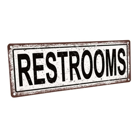 Outdoor Restrooms 4"x12" Metal Sign, Wall Décor for Bath and Laundry ...