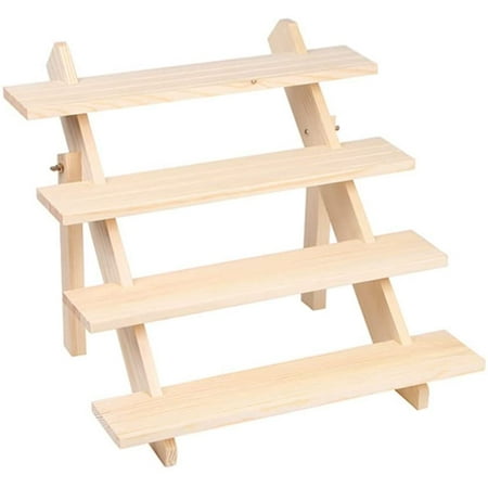 Wood Display Riser Shelf Unfinished Wood 4 Tier Retail Display Riser ...