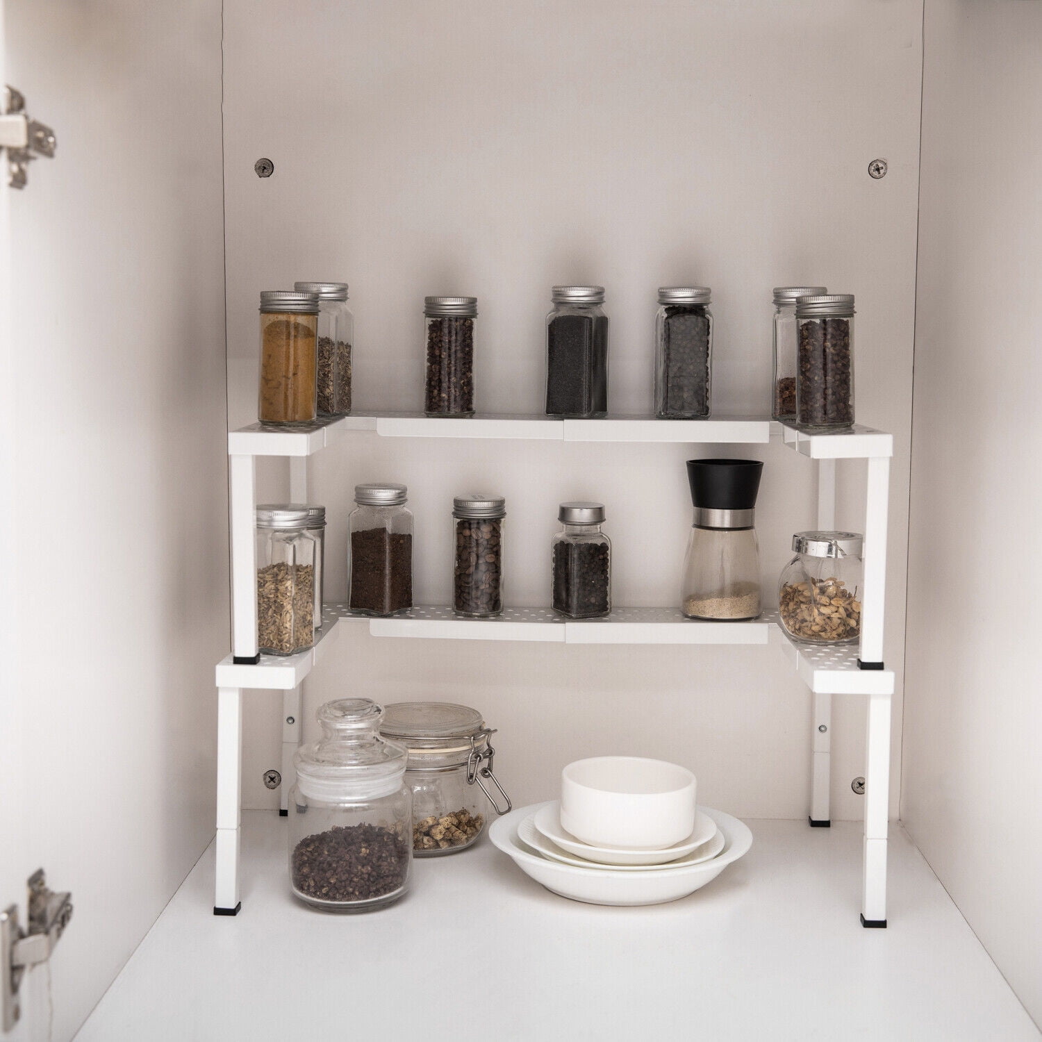 2pack Expandable Stackable Cabinet Shelf Kitchen Counter Spice Rack ...