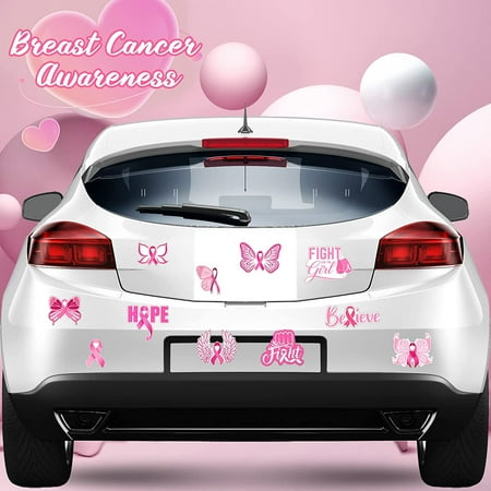 12 Pcs Pink Ribbon Shaped Awareness Car Magnet Breast Cancer Awareness ...