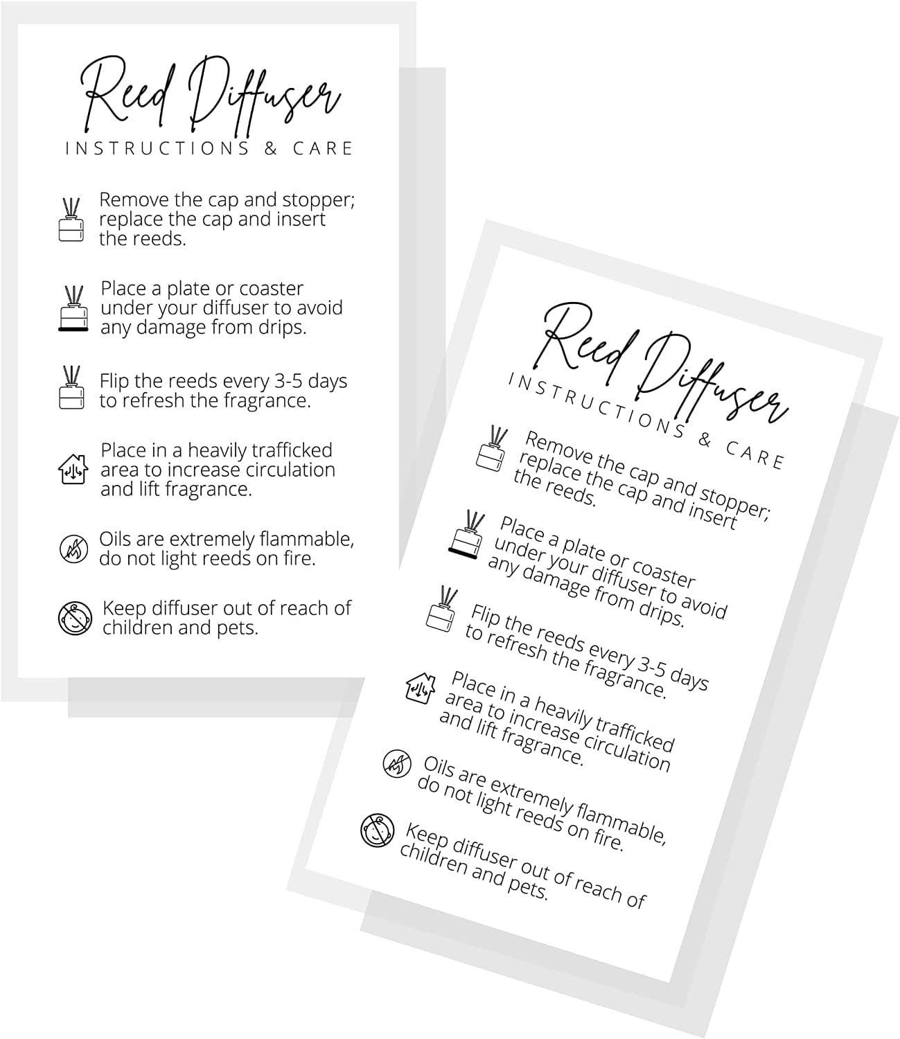 Reed Diffuser Instruction Cards 50 Pack 2x3.5 in Business Card Diffuser ...
