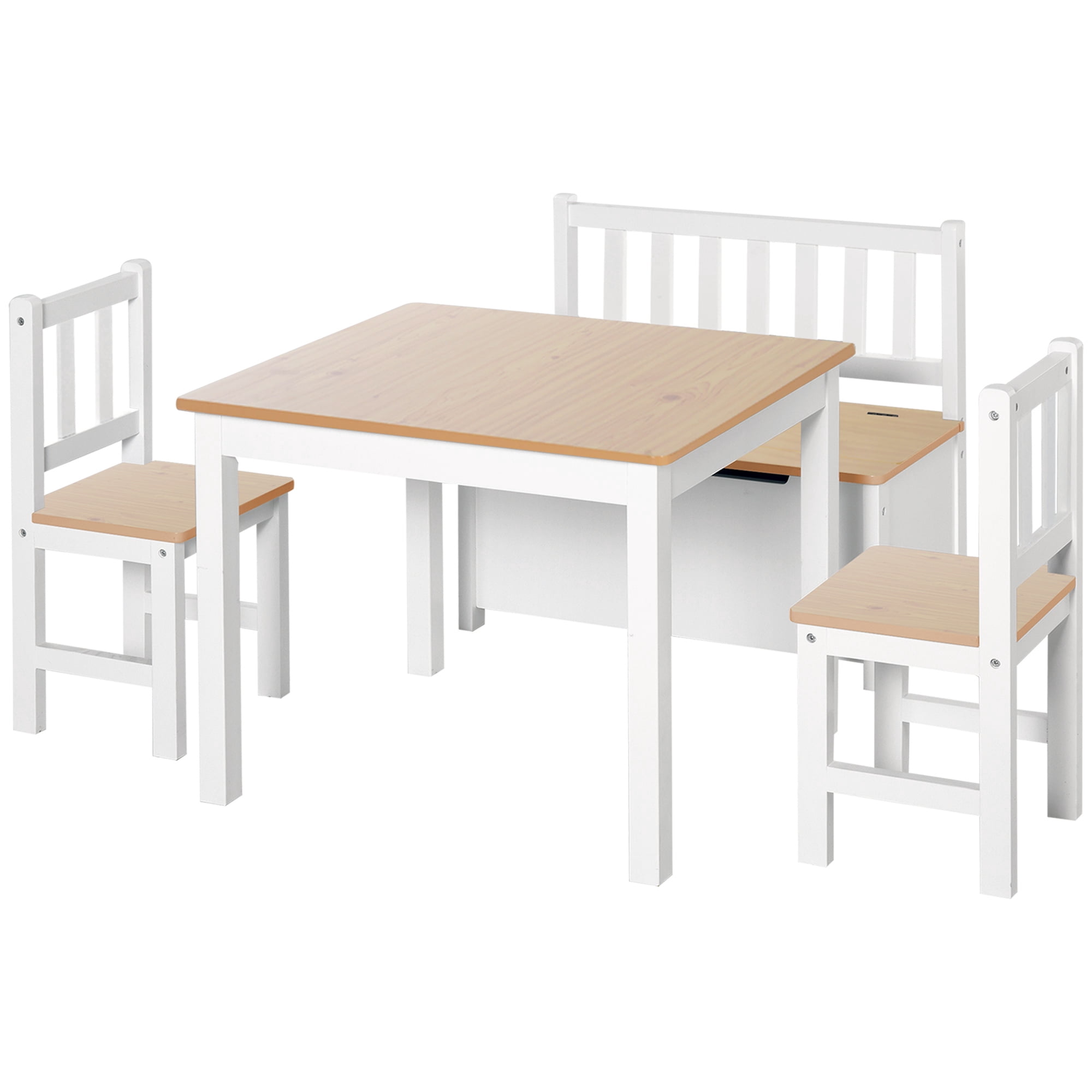 Click here for Qaba 4-Piece Set Kids Wood Table Chair Bench With... prices