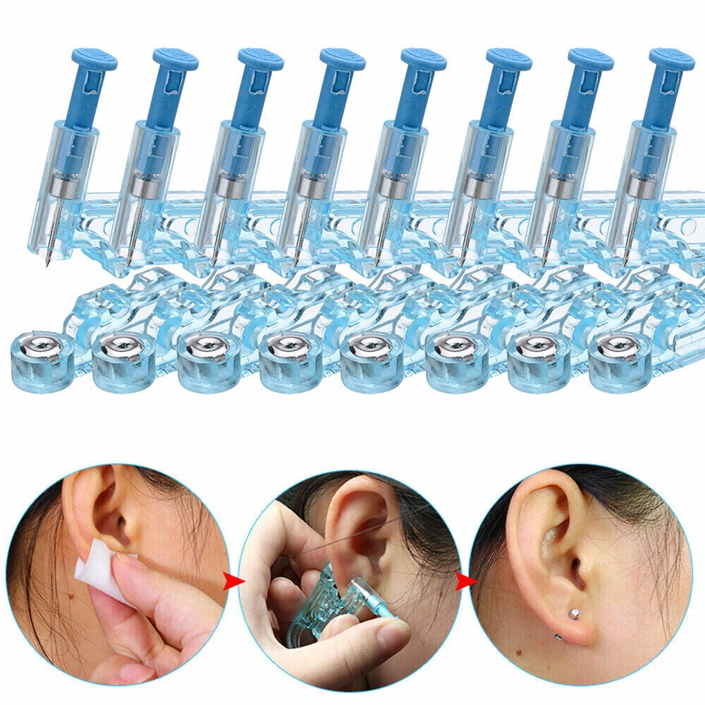 Safety 10X Disposable Ear Studs Piercing Gun Ear Stud Unit Piercer Tool ...