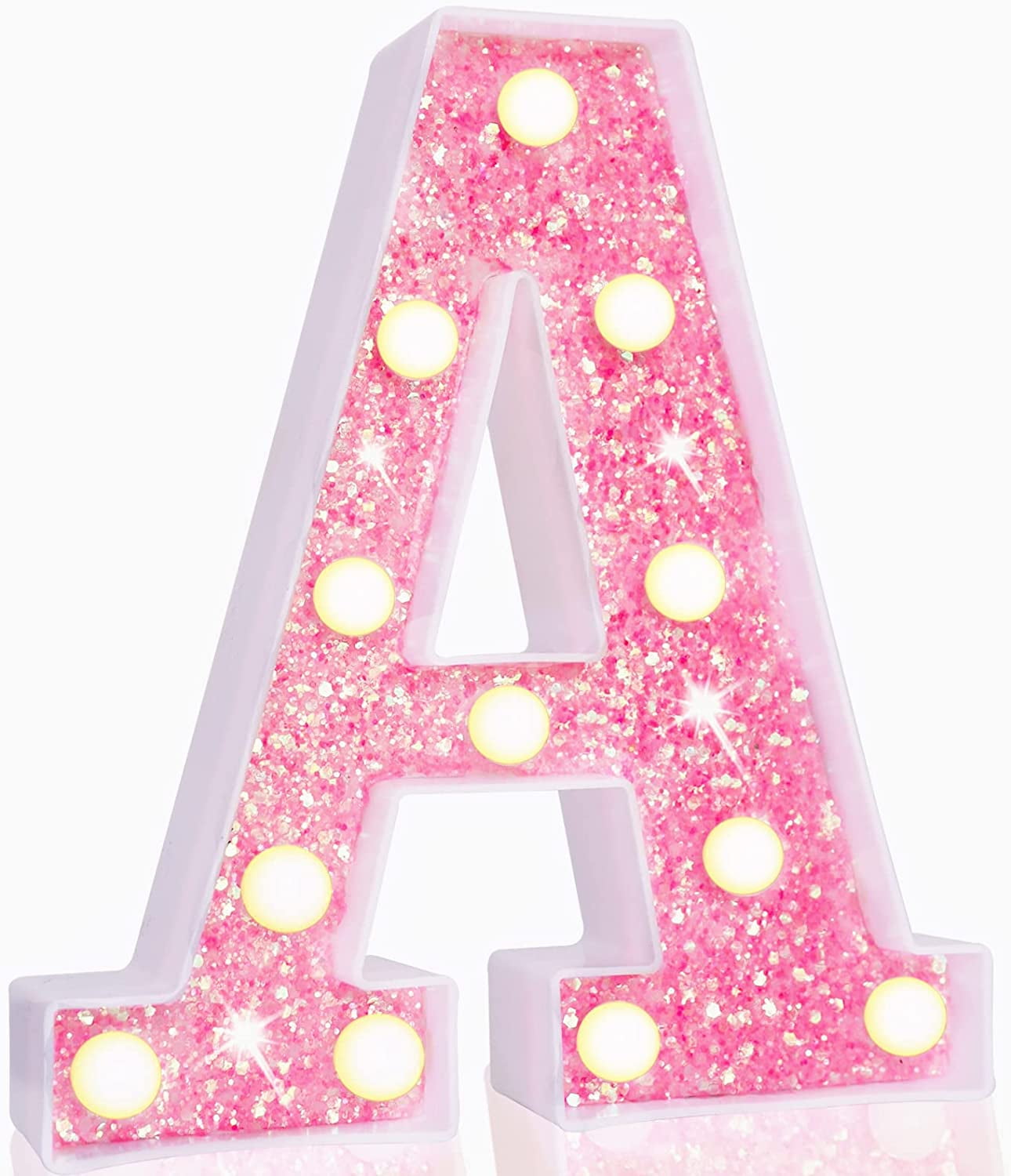 Pooqla LED Marquee Letter Lights, Light Up Pink Letters Glitter ...