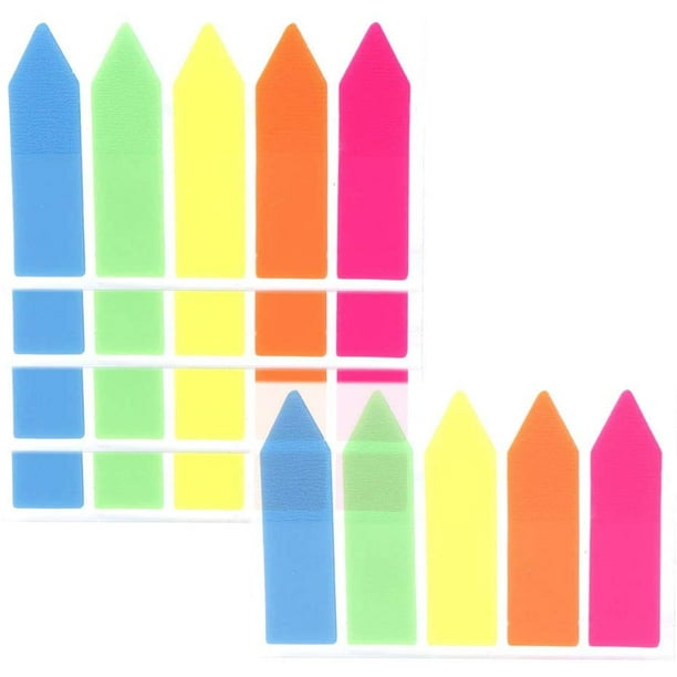 HTAIGUO 500 Pieces Translucent Neon Page Marker Colored Index Tabs ...