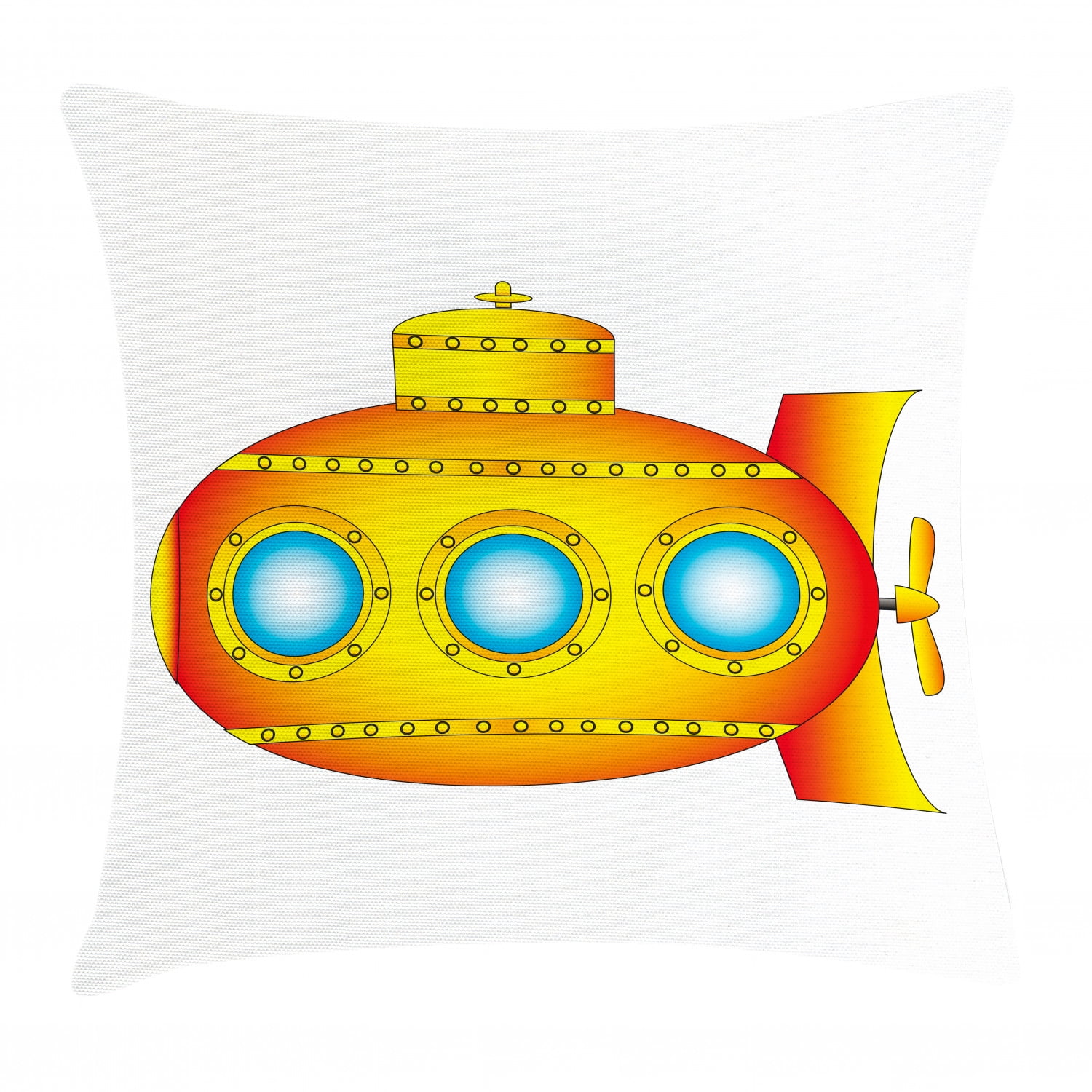 Yellow Submarine Decor Throw Pillow Cushion Cover, Sea Theme a ...
