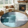 5ft Round Rug Teal Gray Area Rugs for Living Room Bedroom Washable Non ...