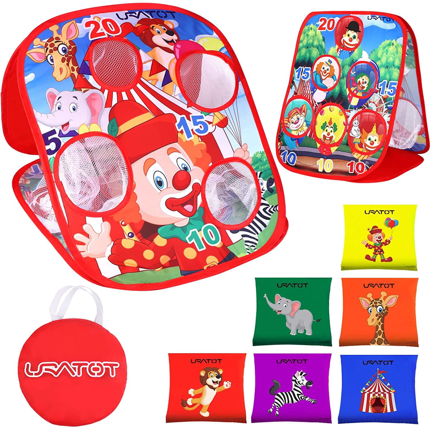 Carnival Clown Themes Bean Bag Toss Game Toy Kit Includes Double Sided ...