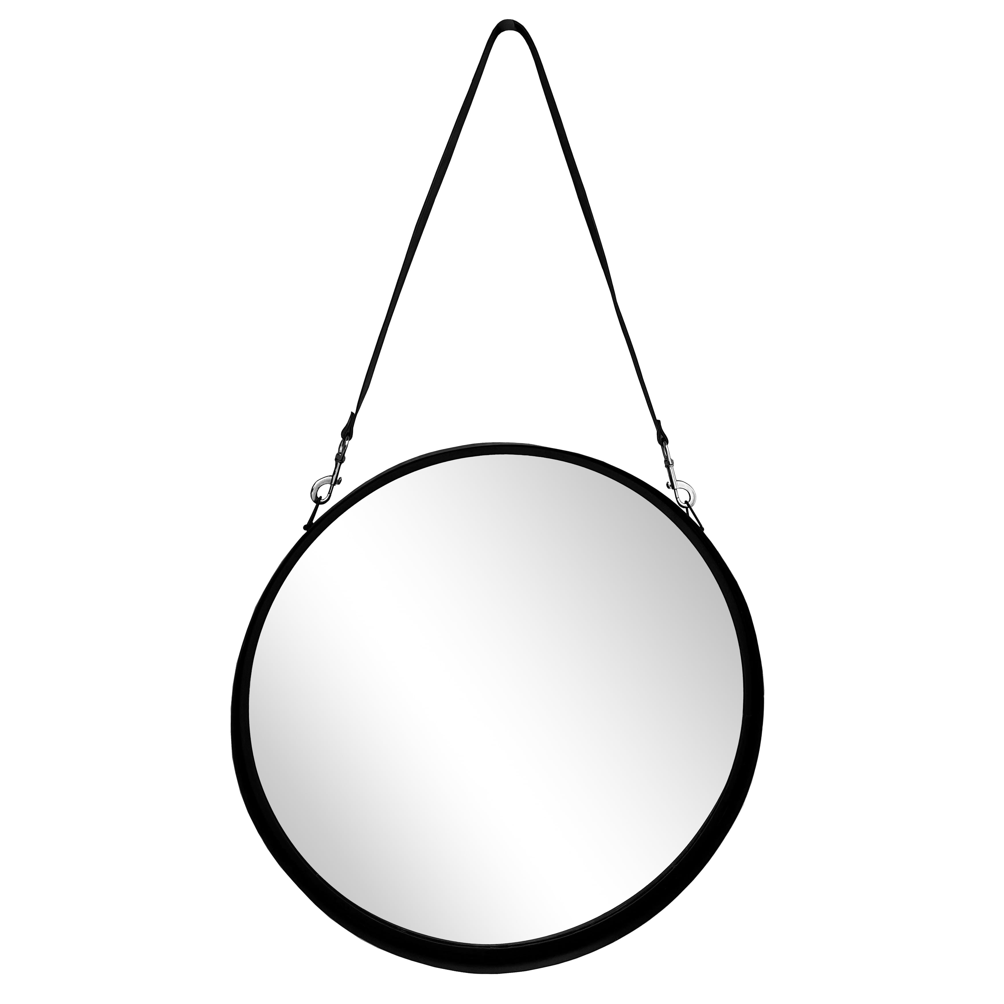 Sagebrook Home 28" Round Mirror with Leather Strap, Black - Walmart.com