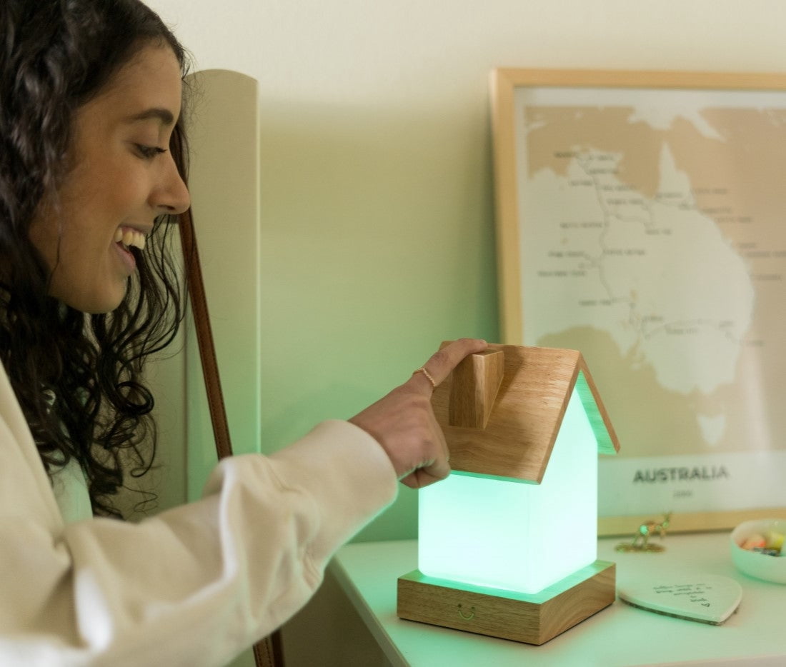 Modern Friendship Lamp - Home Wood & Glass Design | Long Distance Touch ...