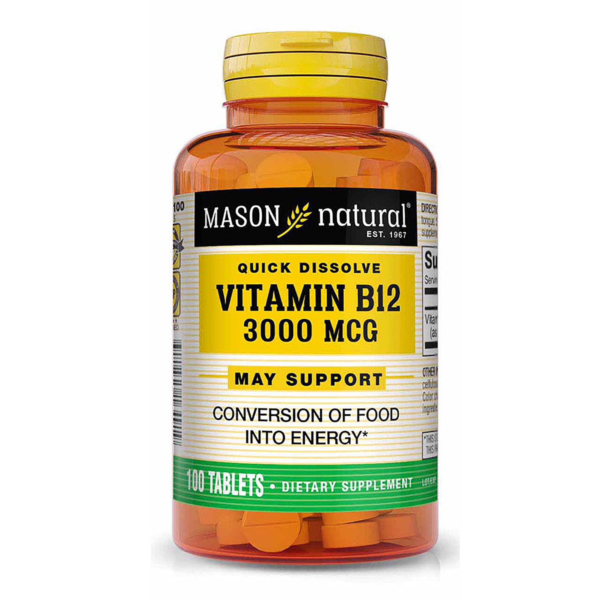 Mason Natural Vitamin B12 3 000 Mcg As Cyanocobalamin Quick Dissolve