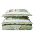 Bedsure 3 Piece Green Floral Patchwork Ruffle King Quilt And Sham Bedding
