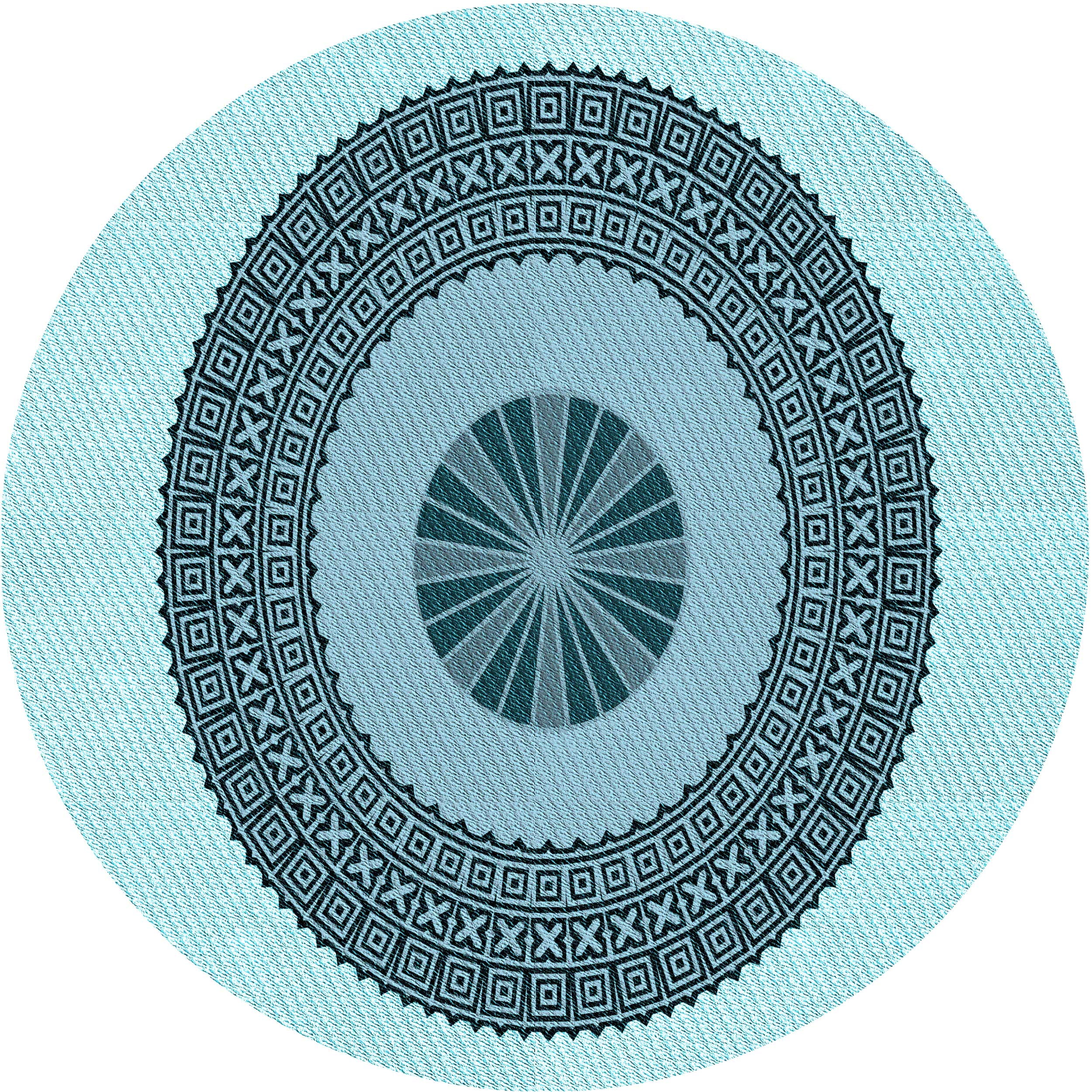 Ahgly Company Indoor Round Patterned Deep-Sea Green Area Rugs, 7' Round ...