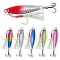5Pcs Metal Cast Jigging Spoon Lures with Treble Hook Spinner Baits 10g ...