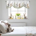 Easter Rabbit Tie Up Valances Curtain, Watercolor Grey Brown Bunny ...