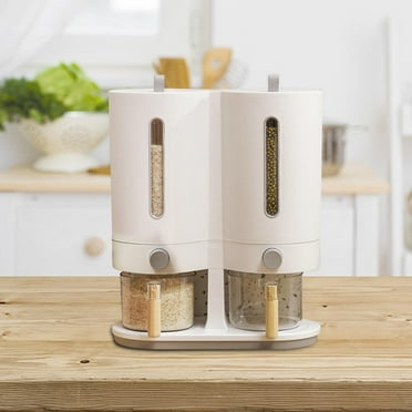 CNCEST Rice Dispenser Wood Rice Storage Container Kitchen Food ...