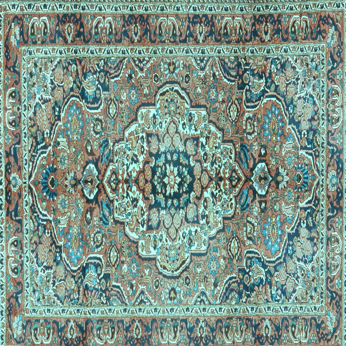 Ahgly Company Indoor Square Persian Light Blue Traditional Area Rugs, 3 ...