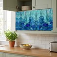 Abstract Marble Cabinet Curtains for Kitchen 10"W x 11"L, Turquoise ...