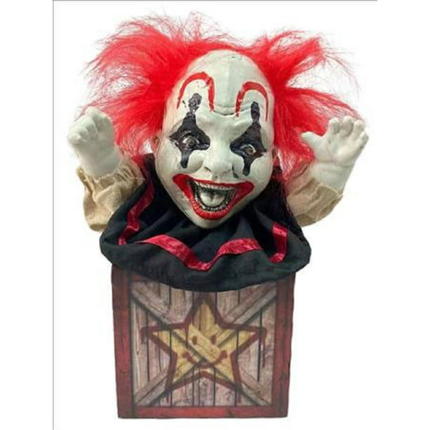 10.5" Tabletop Animated Creepy Clown In The Box Halloween Decoration ...