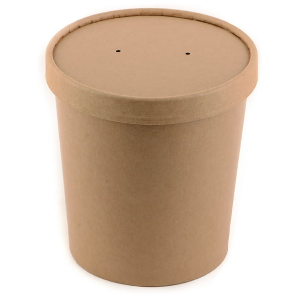 [25 Pack] 16 oz Disposable Kraft Paper Soup Containers with Vented Lids ...