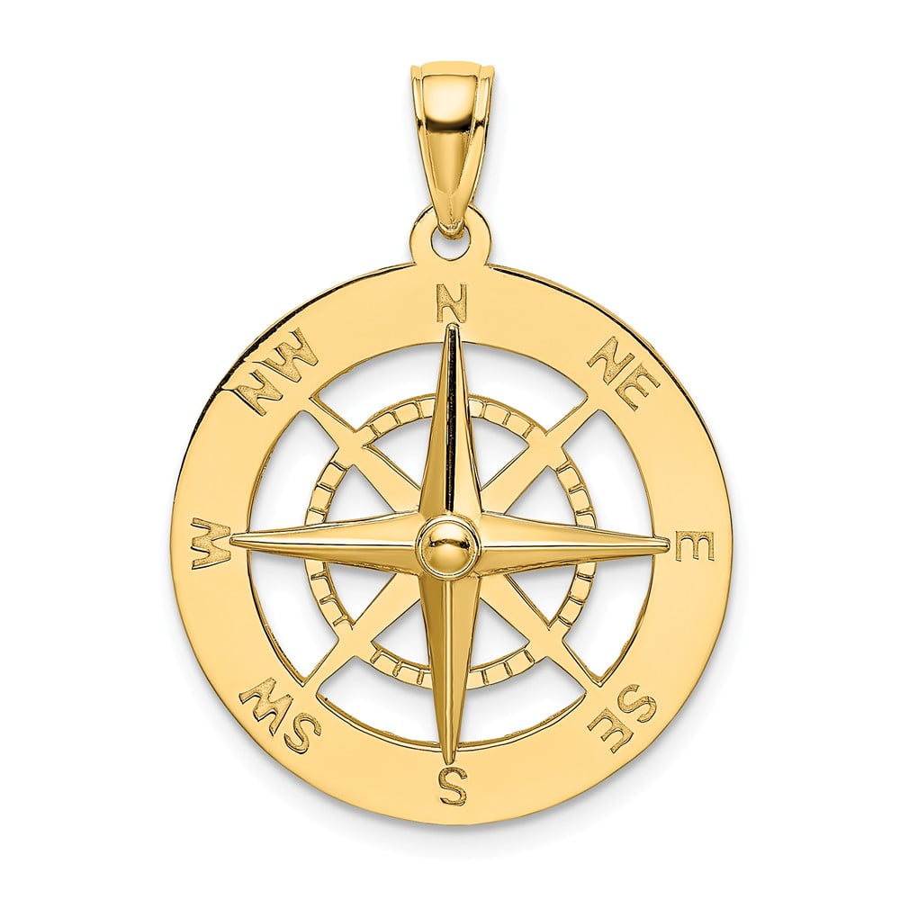 FB Jewels 14K Yellow Gold Nautical Compass Pendant - Walmart.com