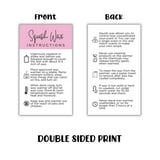 Squish Squeezable Wax Care Instruction Cards 50 pk 2x3.5 Client Warning ...