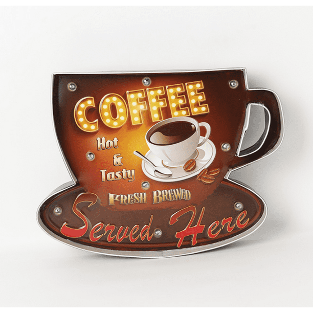 Retro Wrought Iron Coffee Lamp Card, Wall Decoration Coffee Shop Bar ...