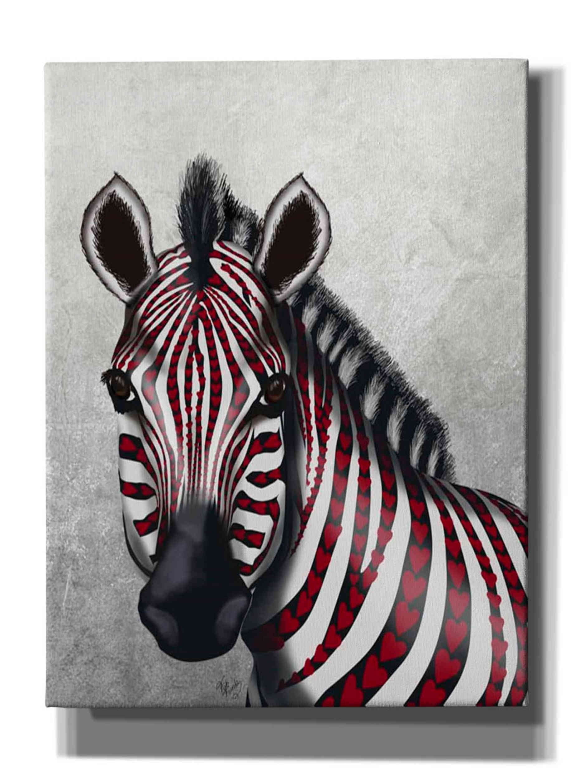 Epic Graffiti 'Zebra, Red Love Hearts' by Fab Funky Canvas Wall Art, 40 ...