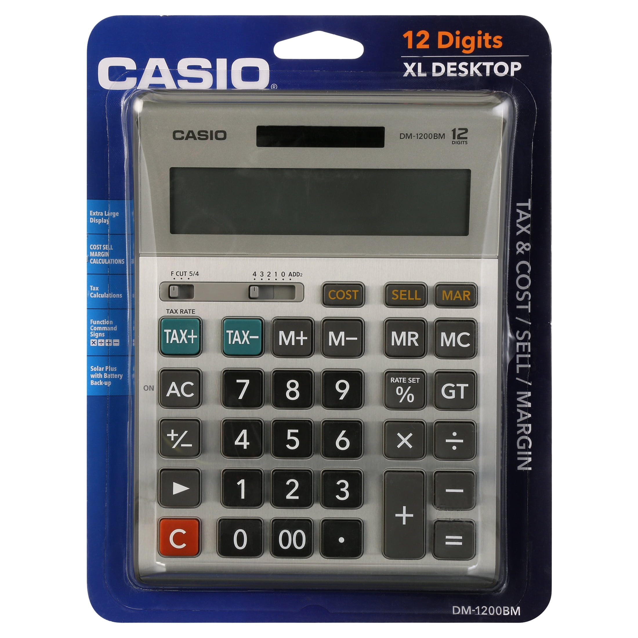 Casio DM 1200BM Desktop Calculator 12 Digit Extra Large Display Gray Casio DM 1200BM Desktop Calculator 12 Digit Extra Large Display Gray